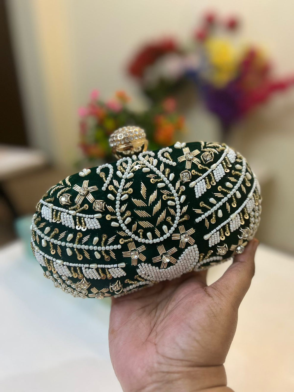 Hand Embroidered Clutch 4002 Designer Party Clutch India Perfect Cutt